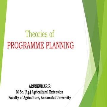 Theories of Programme Planning - Arunkumar R, Annamalai University | PPT