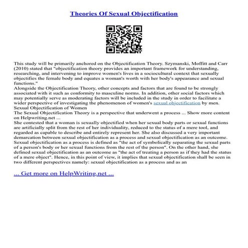 Theories Of Sexual Objectification Pdf