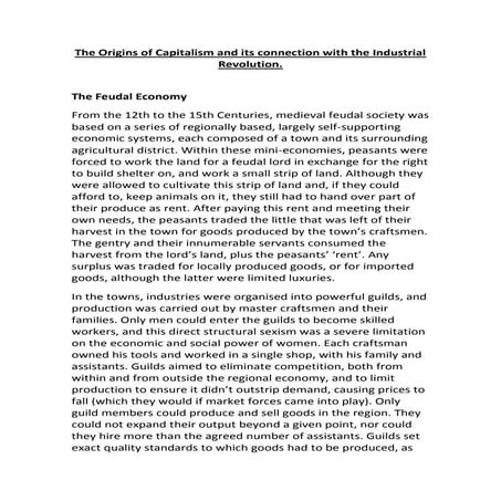 The Origins of Capitalism and its Connection with the Industrial ...