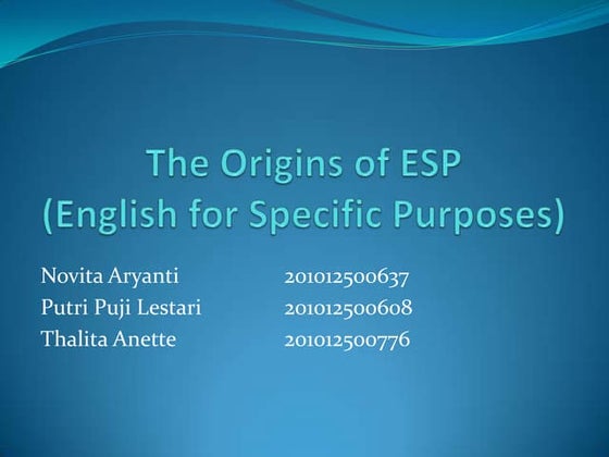 English for Specific Purposes ppt | PPT