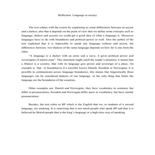 Reflection language in society | DOCX