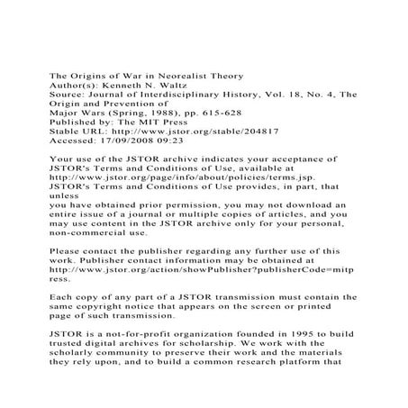 The Origins of War in Neorealist TheoryAuthor(s) Kenneth N..docx