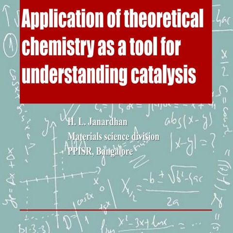 Theoritical chemistry for_catalysis | PPTX