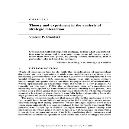 Theory and experiment in the analysis of strategic interaction by ...