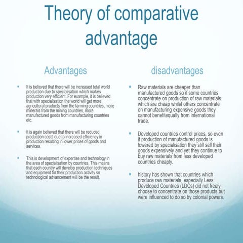 Theory of comparative advantages and disadvantages | PPT