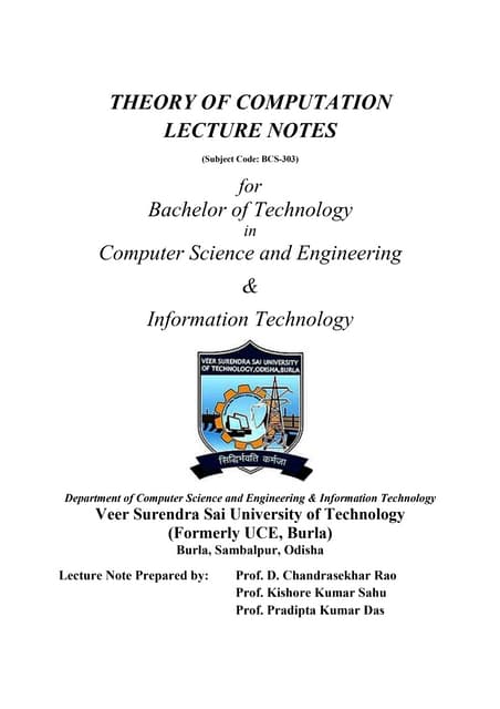 Toc 1 Introduction To Theory Of Computation Ppt