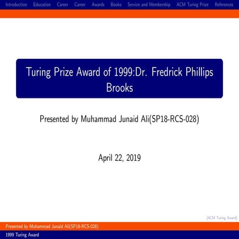 Turing Award 1999 Dr Fred P Brooks | PDF | Awards Shows | Events