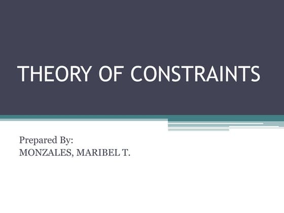Bottleneck Analysis Theory Of Constraints (TOC) | PPT