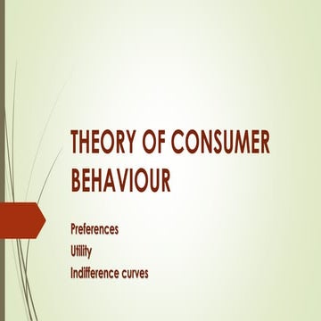 Theory of Consumer behaviour. as uploaded by Greg Media personel of our ...
