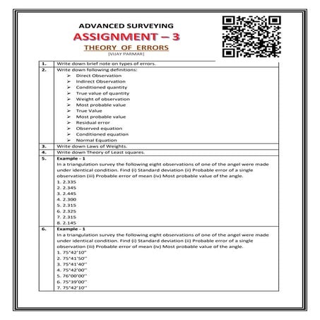 Theory of Errors - Assignments | PDF