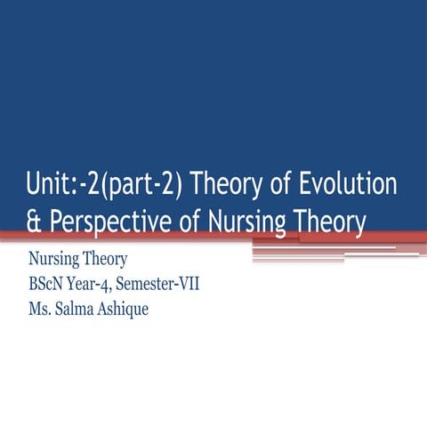 Theory of evolution nursing theories bsn | PPTX