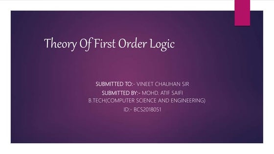 First order logic | PPTX