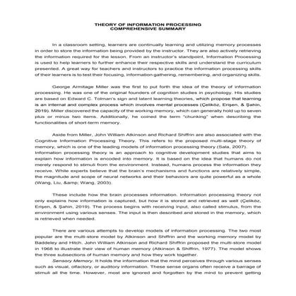 Theory Of Information Processing Docx