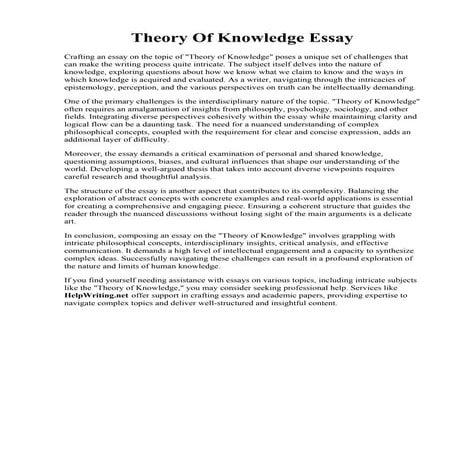 Theory Of Knowledge Essay | PDF | Physics | Science