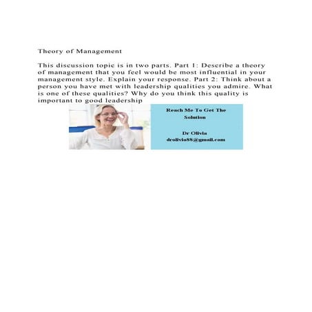 Theory of ManagementThis discussion topic is in two parts. P.docx