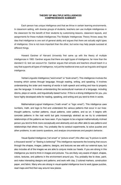 Multiple Intelligences by Howard Gardner | PPT