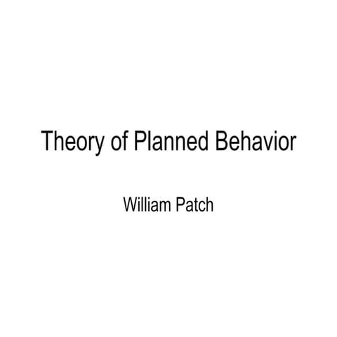 Theory of planned behavior | PPT