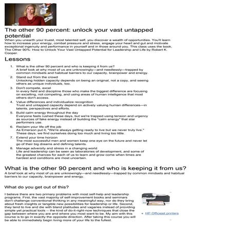 The Other 90 Percent Unlock Your Vast Untapped Potential | PDF | Mental ...