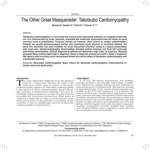 The other great masquerader takotsubo cardiomyopathy the indian ...
