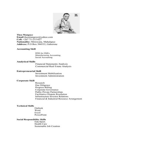 Theo Tsitsi Mangoye cv | PDF