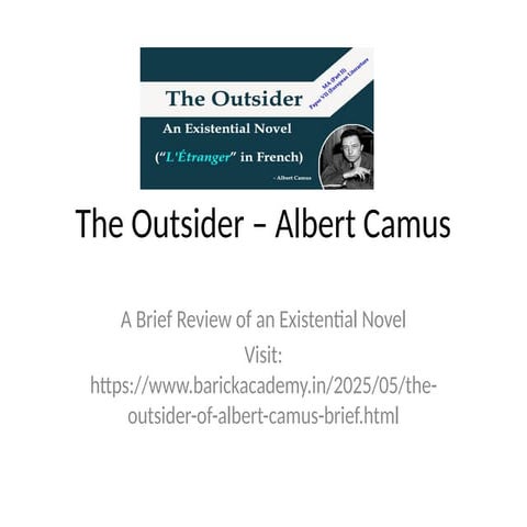 The Outsider by Albert Camus – A Brief Existential Review.pptx