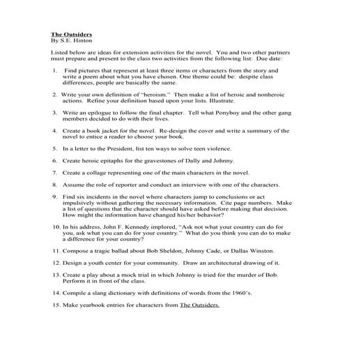 The outsiders group projects | DOC