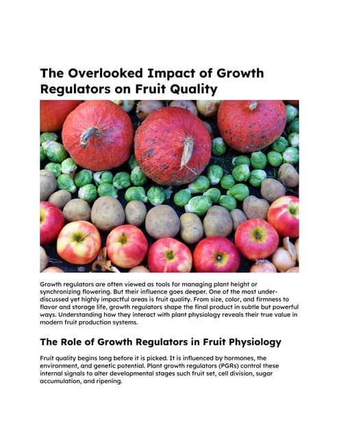 Role of new generation plant bioregulators in fruit | PPTX
