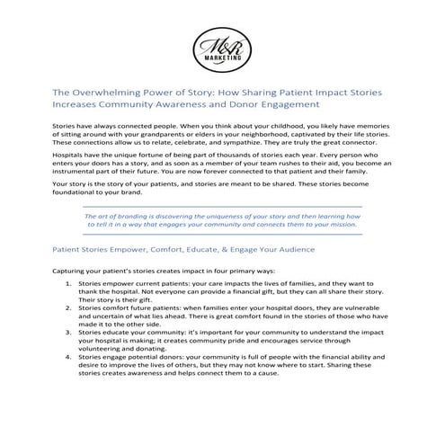 The Power of Story: How Sharing Patient Impact Stories Increase ...