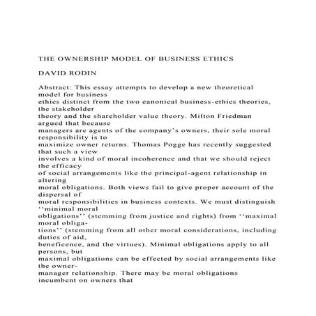 THE OWNERSHIP MODEL OF BUSINESS ETHICSDAVID RODINAbstr.docx