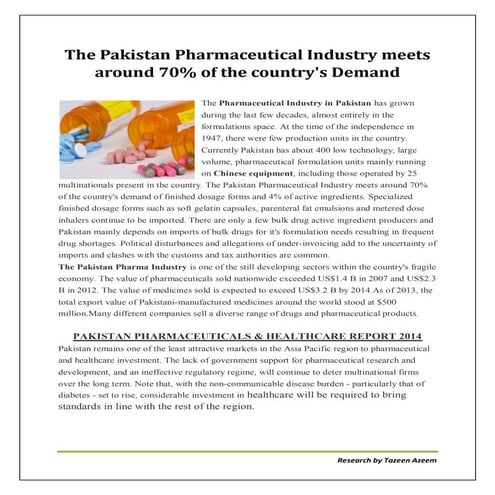 The Pakistan pharmaceutical Industry | PDF