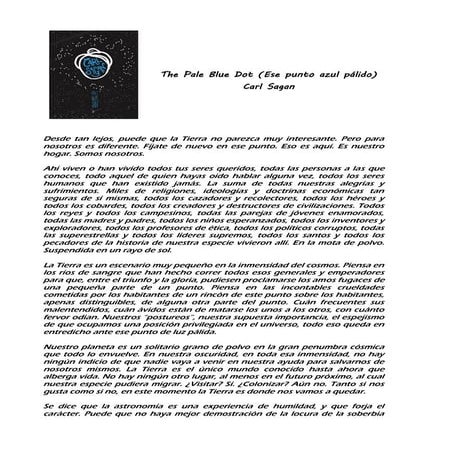The pale blue dot. Carl Sagan. | PDF