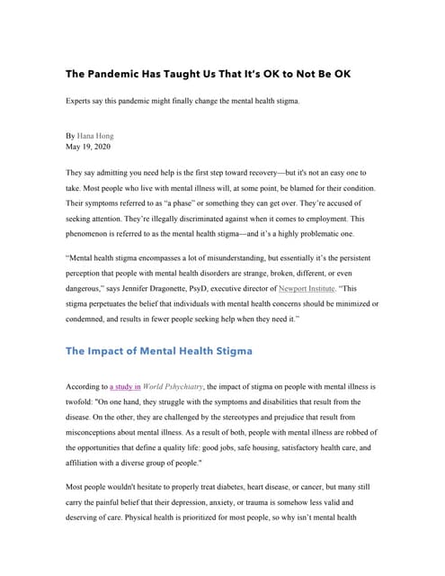 the importance of mental health awareness | PDF