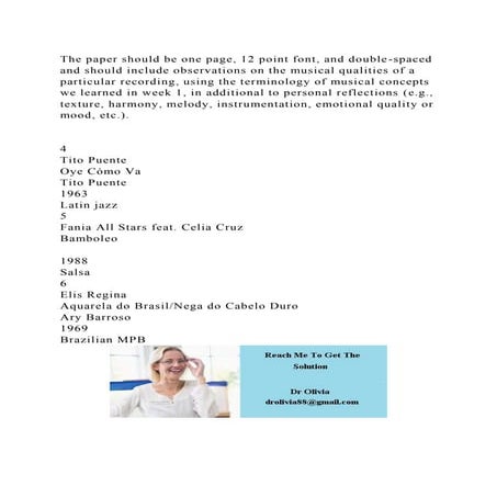 The paper should be one page, 12 point font, and double-spaced and s.docx