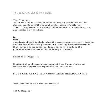 The paper should be two parts. The first part is where stude.docx