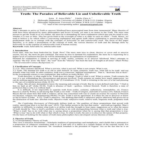 The paradox of believable lie and unbelievable truth | PDF