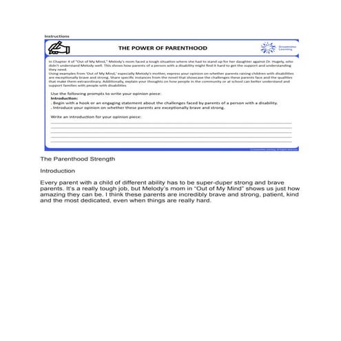 The Parenthood Strength which is to show the strength of parents with ...