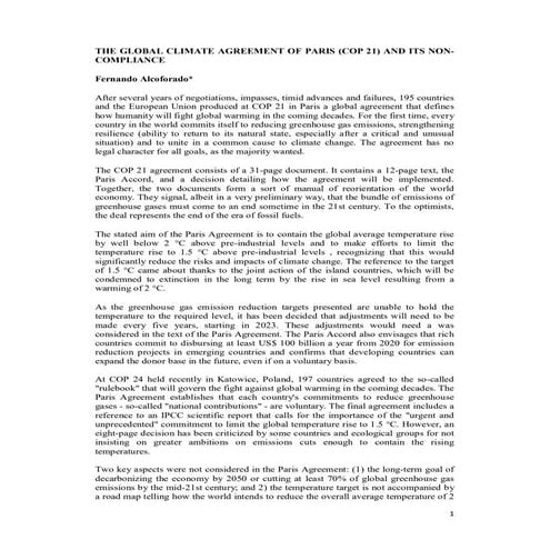 The paris global climate agreement (cop 21) and its non compliance | PDF