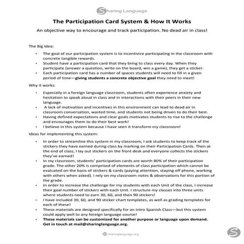 The participation card system (it really works!) | PDF