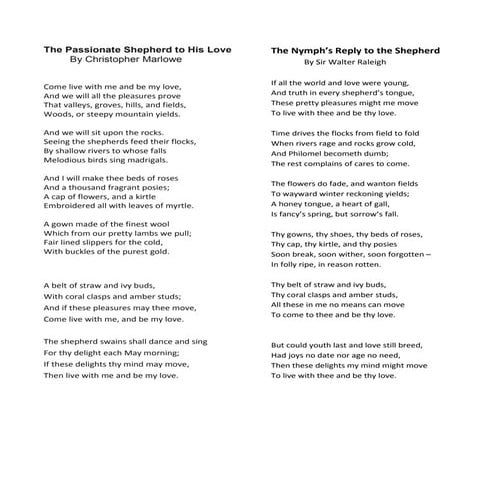The passionate shepherd to his love | DOCX
