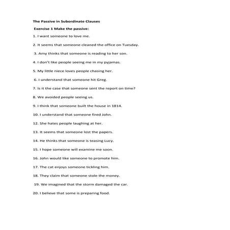 The passive in subordinate clauses exercise | DOC