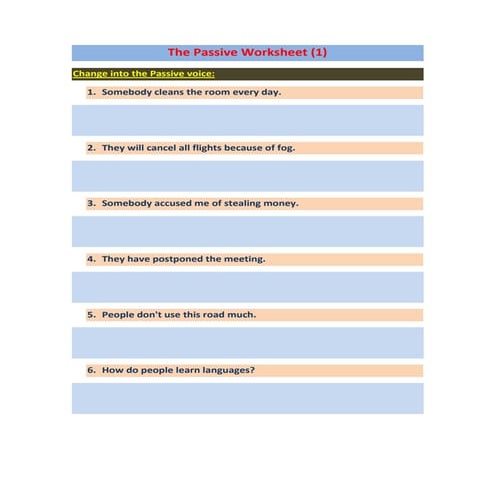 The passive worksheet 1 | PDF