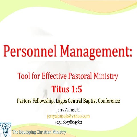 The pastor and personnel management | PDF