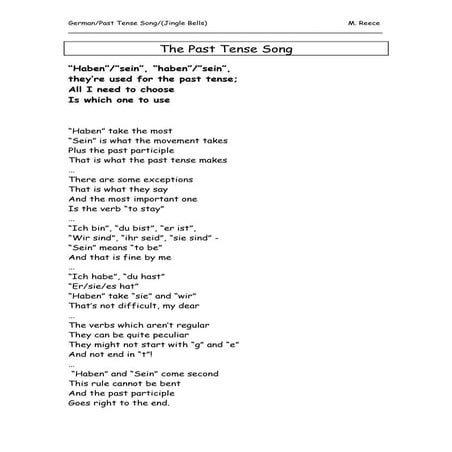 The Past Tense Song[1] | DOC