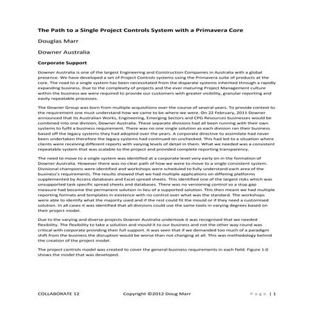 The path to a single project controls system with a primavera core ...