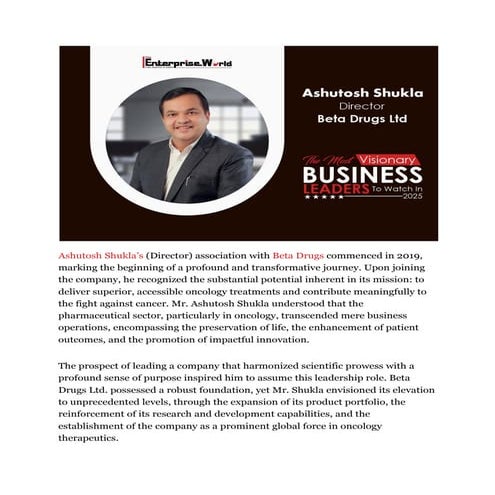 The Patient First -Approach, Transformative Journey of Beta drugs ...