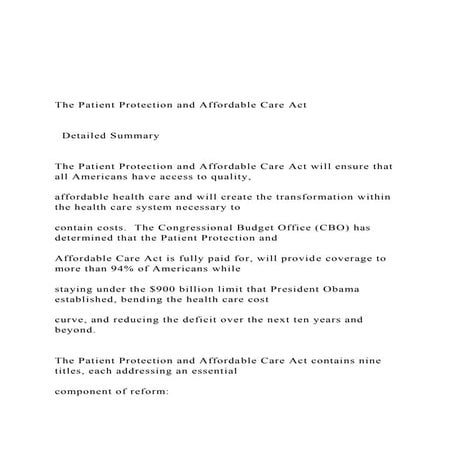 The Patient Protection and Affordable Care Act De.docx