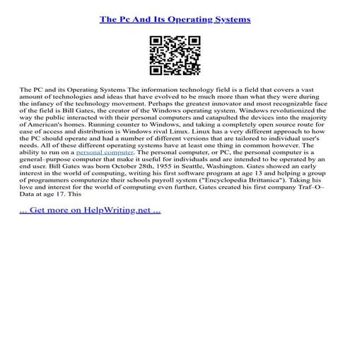 The Pc And Its Operating Systems | PDF