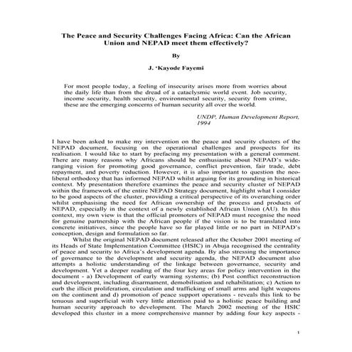 The Peace and Security Challenges Facing Africa: Can the African Union ...