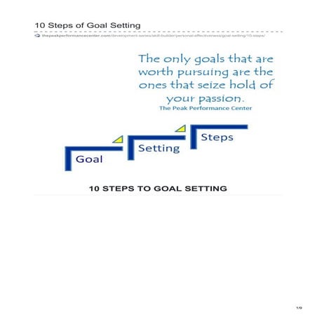 Thepeakperformancecenter.com 10 steps of goal setting | PDF