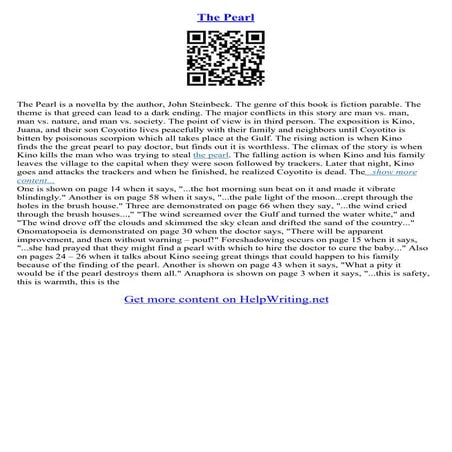 The Pearl John Steinbeck Essay | PDF